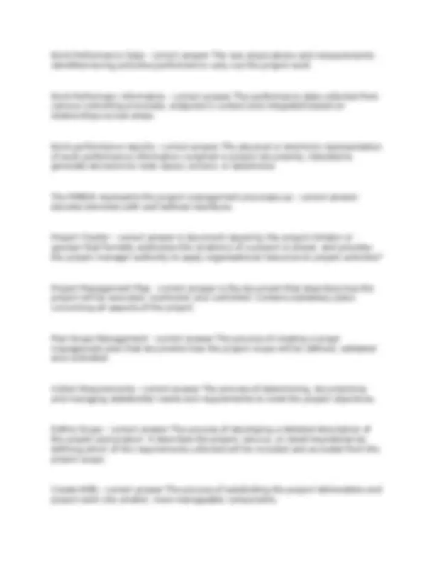 CAPM Exam Key Terms and Definitions | Exams Advanced Education | Docsity
