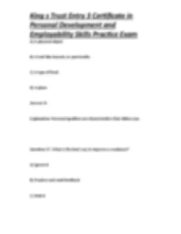 Personal Development and Employability Skills Practice Exam | Exams ...