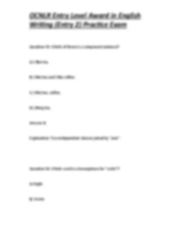 English Writing Practice Exam (Entry Level) | Exams Technology | Docsity