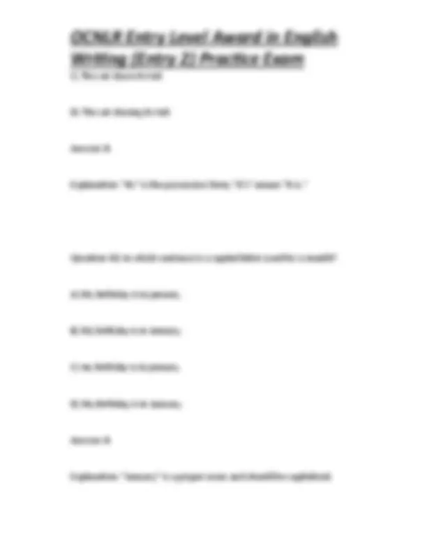 English Writing Practice Exam (Entry Level) | Exams Technology | Docsity