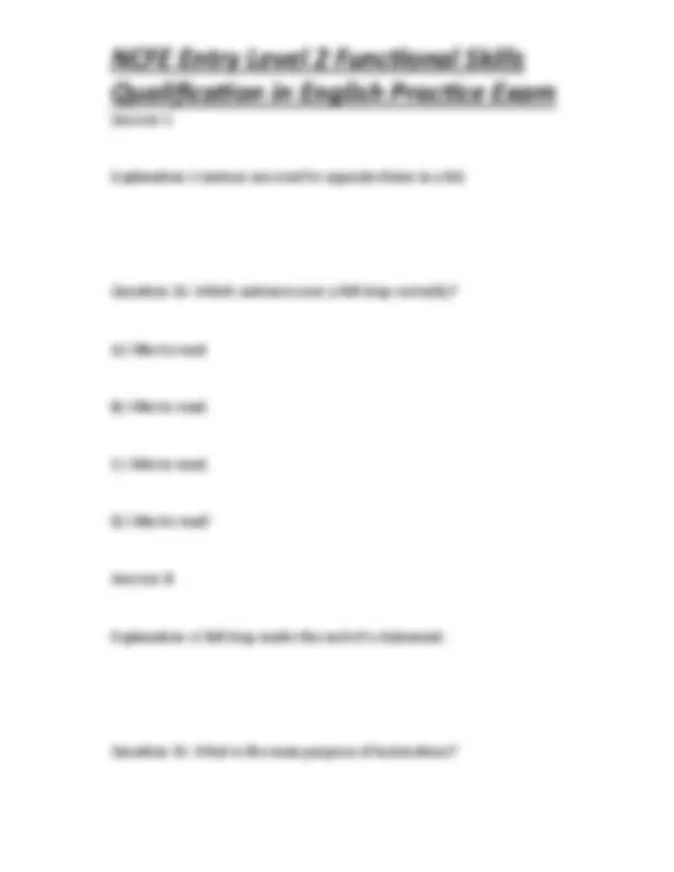 NCFE Entry Level 2 English Practice Exam: Questions and Answers | Exams ...