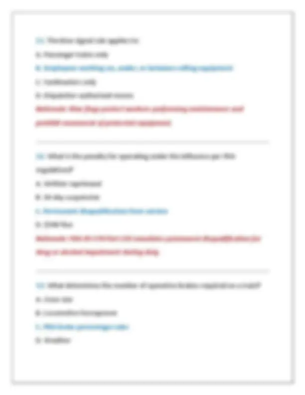 FRA Certified Locomotive Engineer Practice Exam Questions and Answers ...