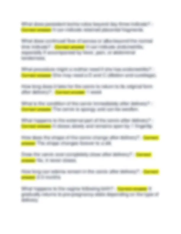 Postpartum Adaptation And Nursing Assessment Practice Questions And ...