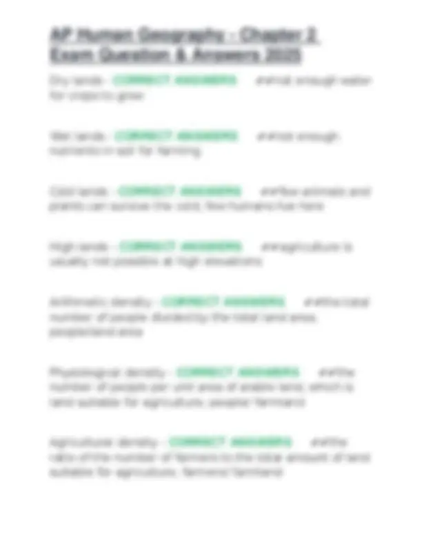 AP Human Geography - Chapter 2: Exam Questions and Answers (2025 ...