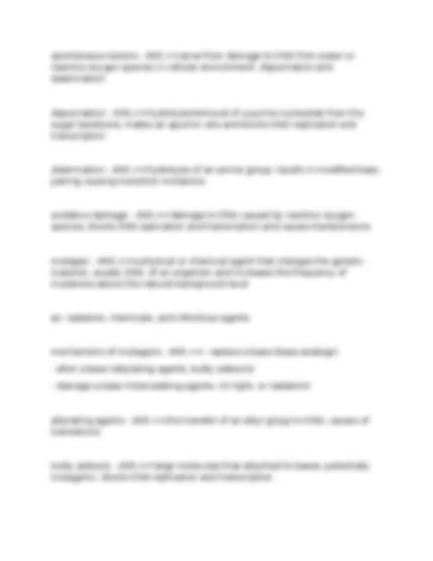 BIOL 4003 Final Exam Questions and Answers: DNA Damage and Repair ...