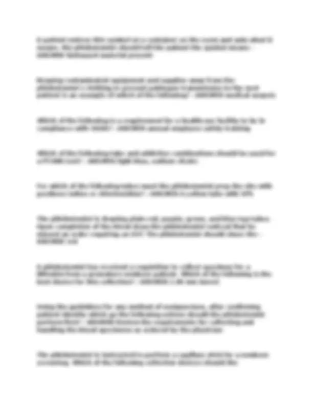 PHLEBOTOMY NCCT PRACTICE QUESTIONS WITH COMPLETE SOLUTIONS. | Exams Nursing | Docsity