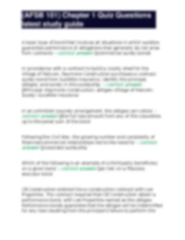 Surety Bonds: Chapter 1 Quiz Questions and Answers | Exams Insurance ...