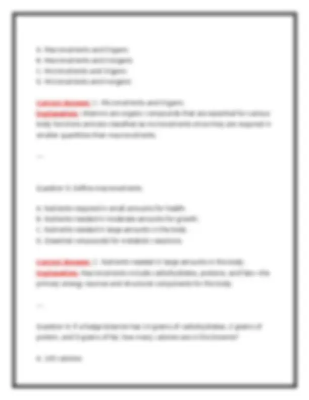 BIOD 121 Essentials in Nutrition Modules 1–6 Exam & Q&A – Portage 2026 ...