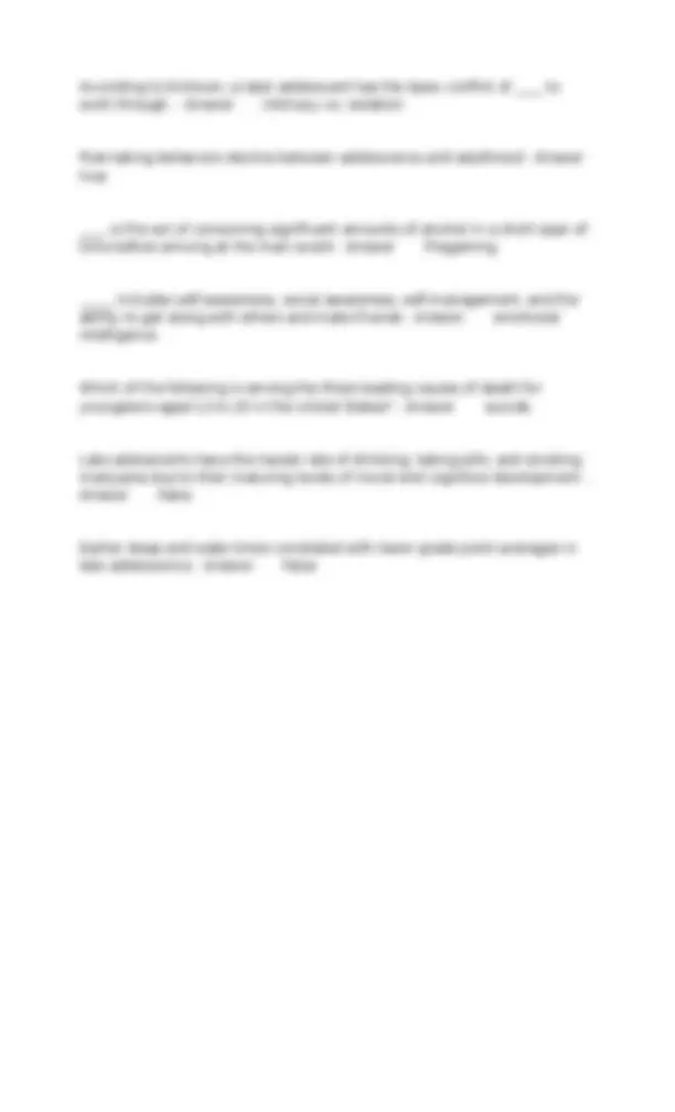 Adolescent Psychology Quiz: COUC 502 Review | Exams Psychology of Human ...
