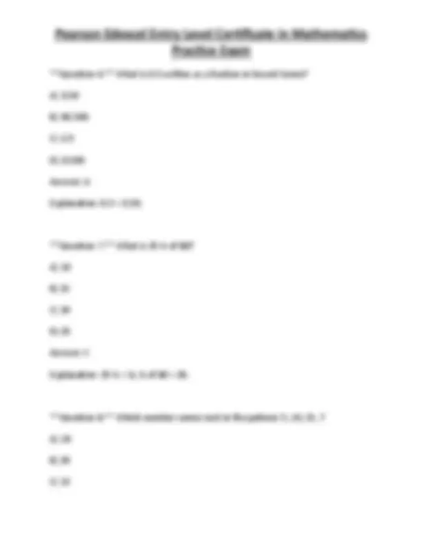 Pearson Edexcel Entry Level Certificate in Mathematics Practice Exam ...
