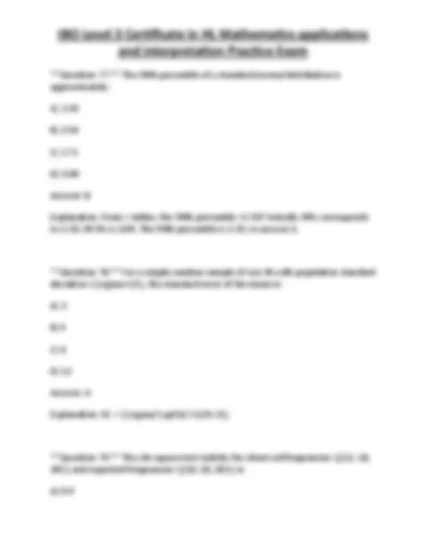 IBO HL Mathematics Practice Exam: Applications and Interpretation ...