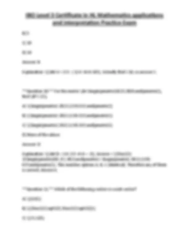 IBO HL Mathematics Practice Exam: Applications and Interpretation ...