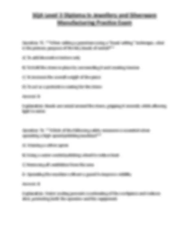 Jewellery and Silverware Manufacturing Practice Exam: SQA Level 3 ...