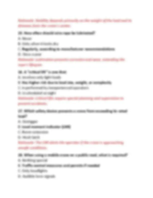 CRANE OPERATOR LEVEL I CERTIFICATION EXAM PRACTICE QUESTIONS AND ...