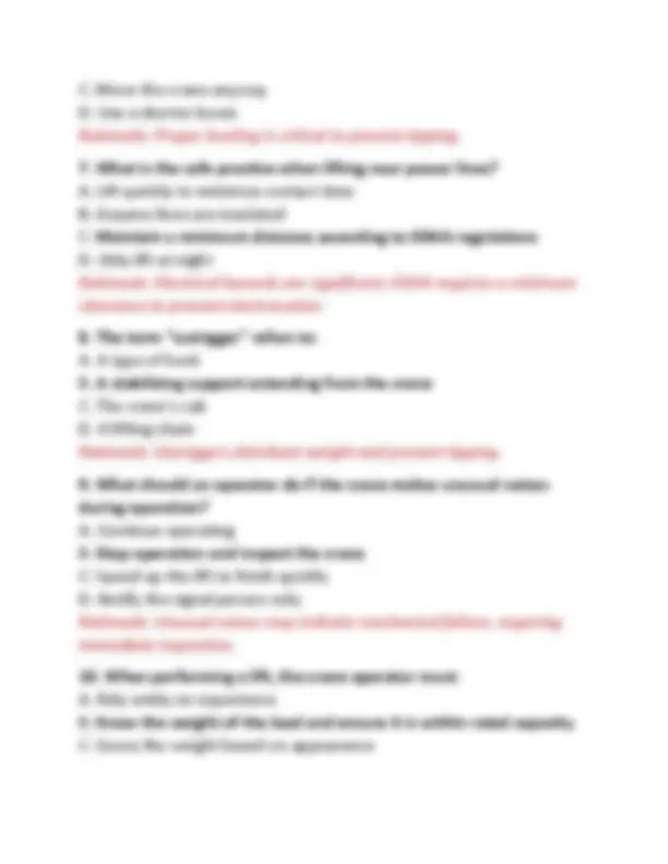 CRANE OPERATOR LEVEL I CERTIFICATION EXAM PRACTICE QUESTIONS AND ...