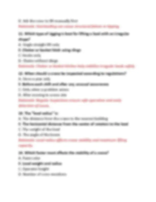 CRANE OPERATOR LEVEL I CERTIFICATION EXAM PRACTICE QUESTIONS AND ...