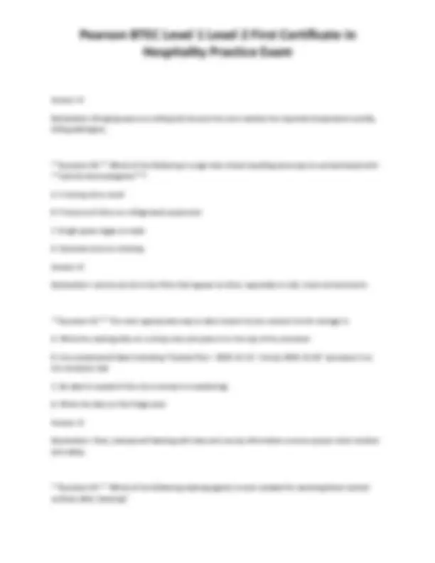 Pearson BTEC Level 1 Level 2 First Certificate in Hospitality Practice ...