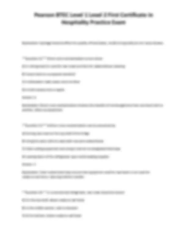 Pearson BTEC Level 1 Level 2 First Certificate in Hospitality Practice ...