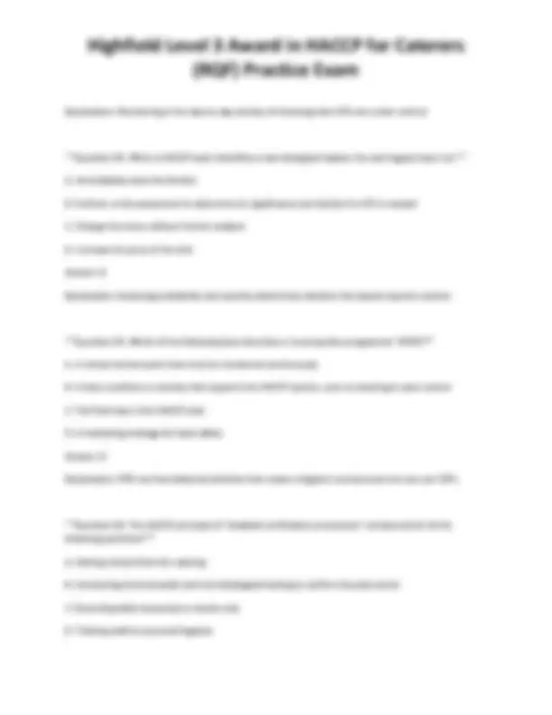 Highfield Level 3 Award in HACCP for Caterers (RQF) Practice Exam ...