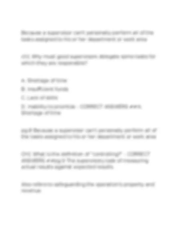 Hospitality Supervisor Certification Exam Review Questions with Answers ...