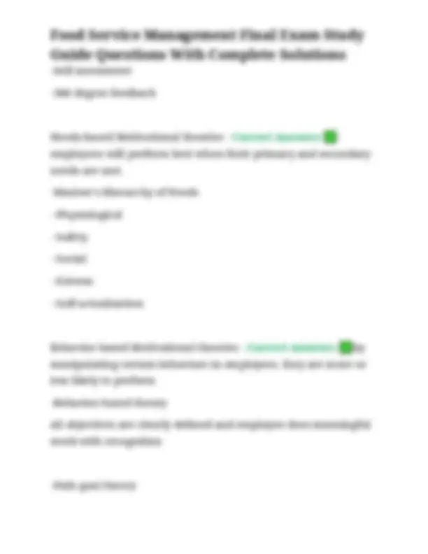 Food Service Management Exam Study Guide with Solutions | Exams ...