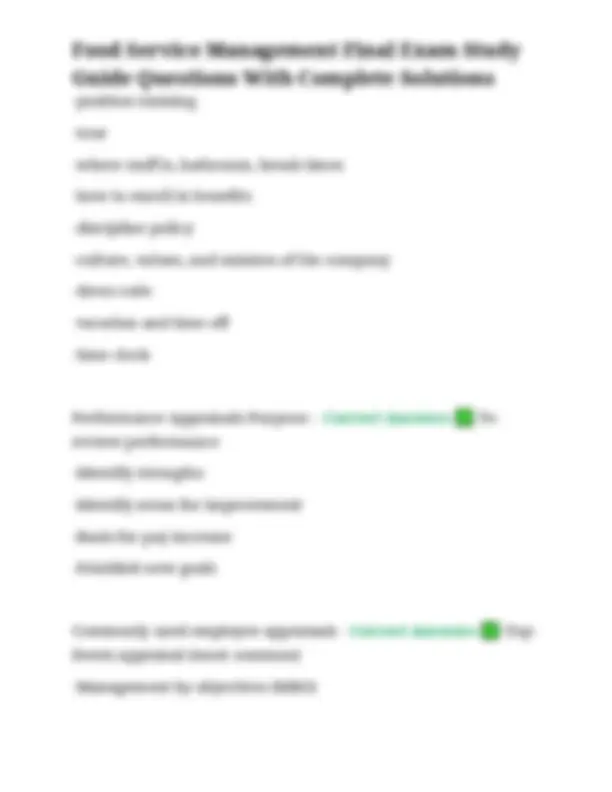 Food Service Management Exam Study Guide with Solutions | Exams ...