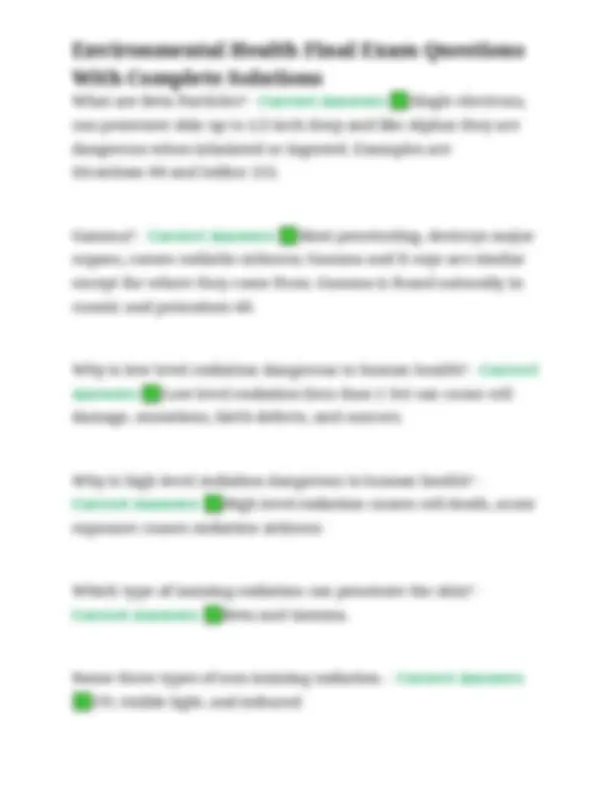 Environmental Health Final Exam Questions With Complete Solutions ...