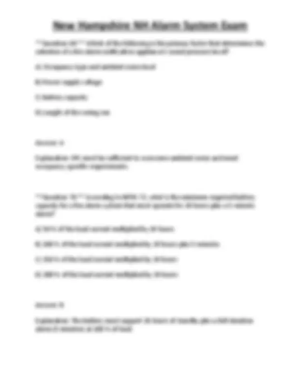 New Hampshire NH Alarm System Exam Questions and Answers | Exams ...