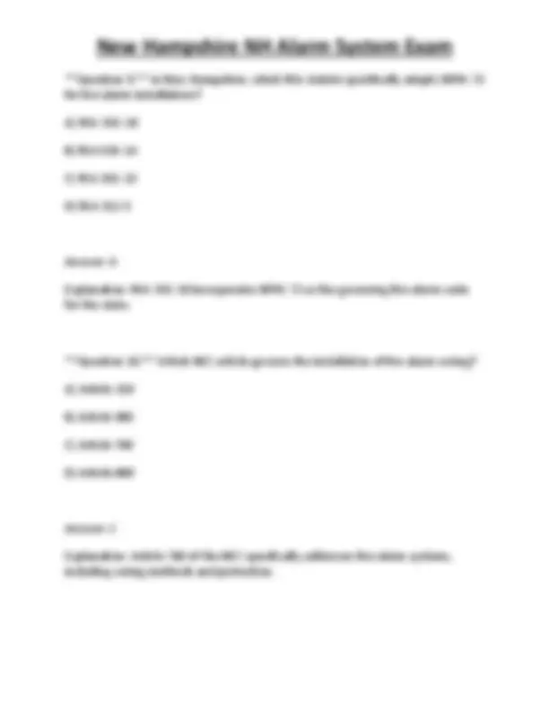 New Hampshire NH Alarm System Exam Questions and Answers | Exams ...