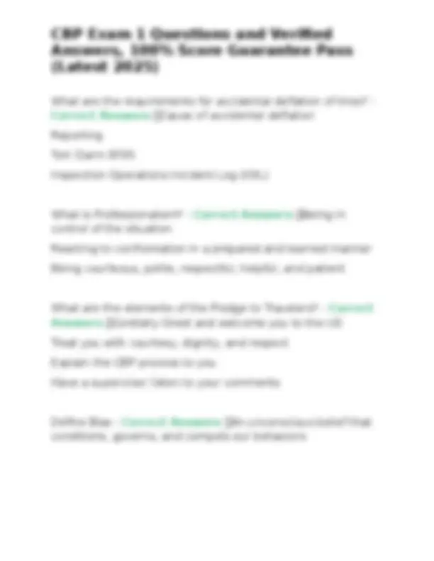 CBP Exam 1: Questions and Answers (Latest 2025) | Exams Advanced ...