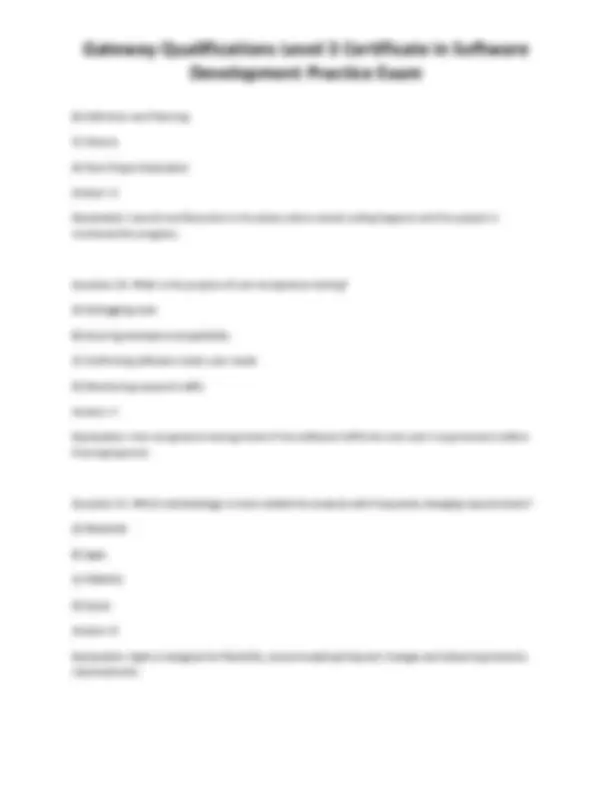 Software Development Practice Exam Questions | Exams Technology | Docsity