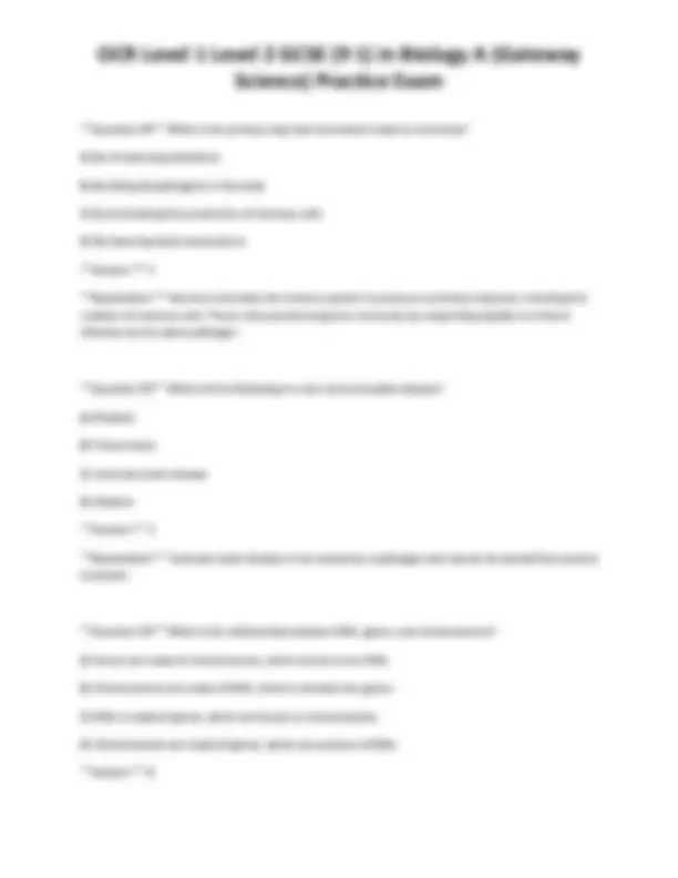 OCR Level 1 Level 2 GCSE (9 1) in Biology A (Gateway Science) Practice ...