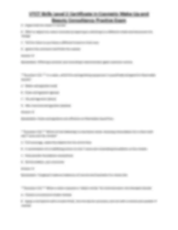 Cosmetic Make-Up and Beauty Consultancy Practice Exam: VTCT Skills ...