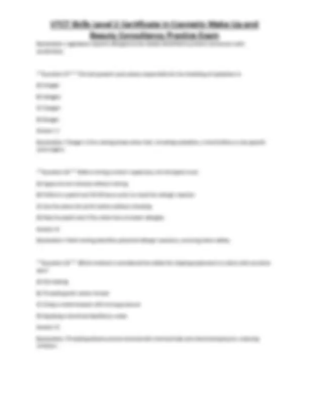 Cosmetic Make-Up and Beauty Consultancy Practice Exam: VTCT Skills ...