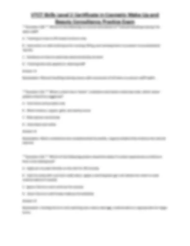 Cosmetic Make-Up and Beauty Consultancy Practice Exam: VTCT Skills ...