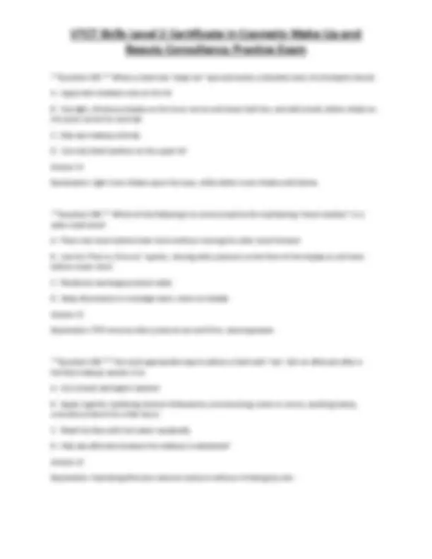 Cosmetic Make-Up and Beauty Consultancy Practice Exam: VTCT Skills ...
