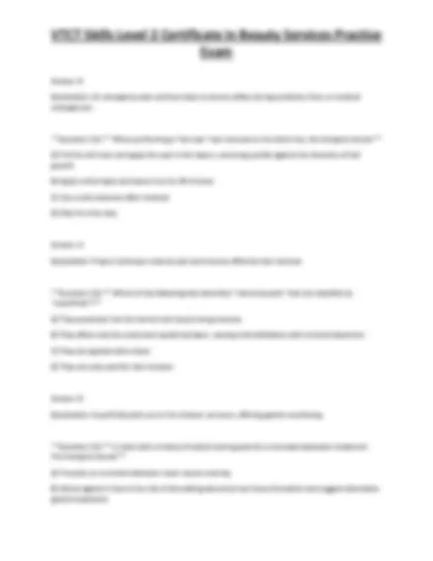 VTCT Skills Level 2 Certificate in Beauty Services Practice Exam ...