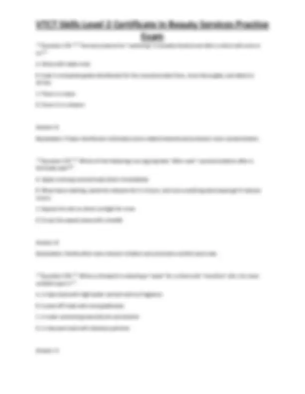 VTCT Skills Level 2 Certificate in Beauty Services Practice Exam ...