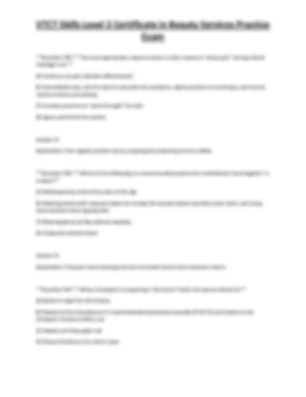 VTCT Skills Level 2 Certificate in Beauty Services Practice Exam ...
