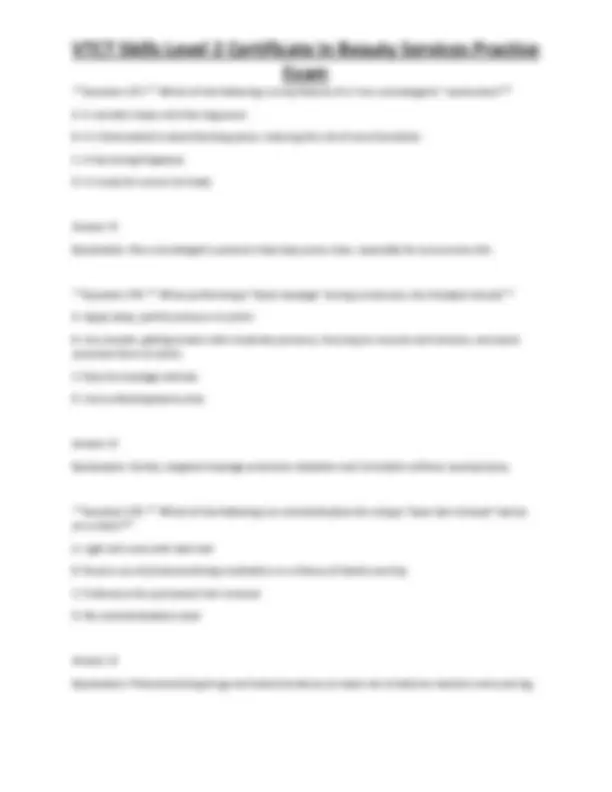 VTCT Skills Level 2 Certificate in Beauty Services Practice Exam ...