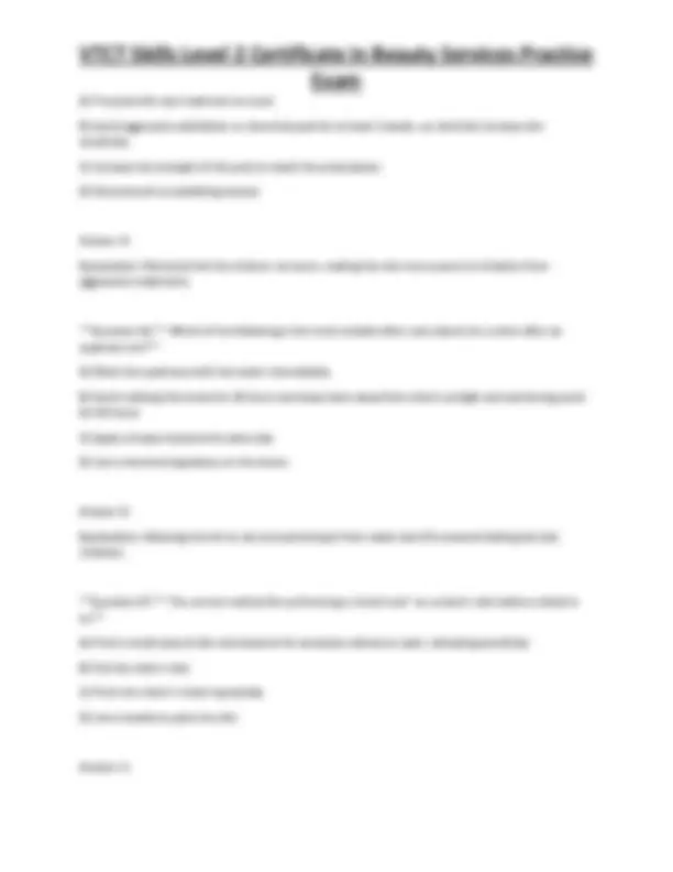 VTCT Skills Level 2 Certificate in Beauty Services Practice Exam ...