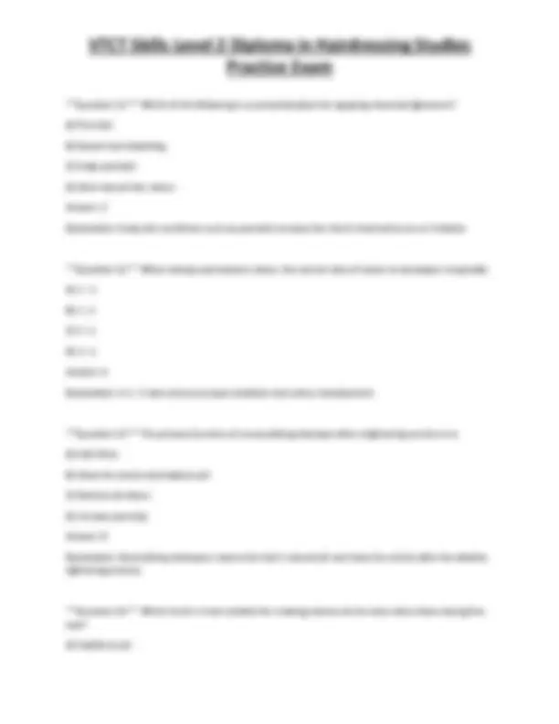 VTCT Skills Level 2 Diploma in Hairdressing Studies Practice Exam ...