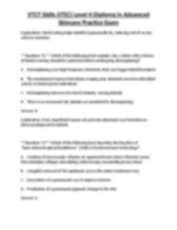VTCT Skills (ITEC) Level 4 Diploma in Advanced Skincare Practice Exam ...