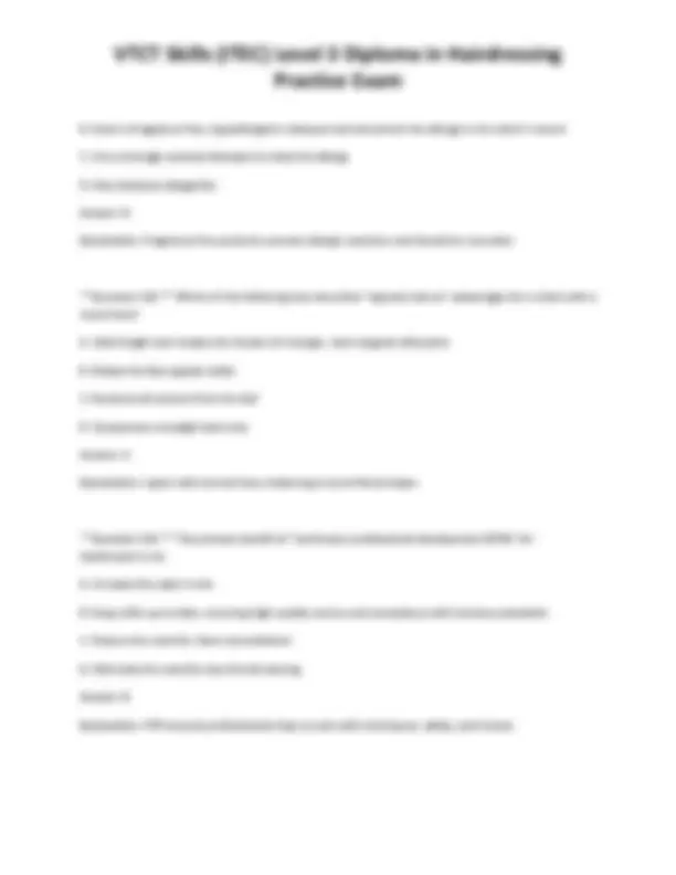 VTCT Skills (ITEC) Level 3 Diploma in Hairdressing Practice Exam ...