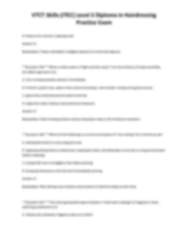 VTCT Skills (ITEC) Level 3 Diploma in Hairdressing Practice Exam ...