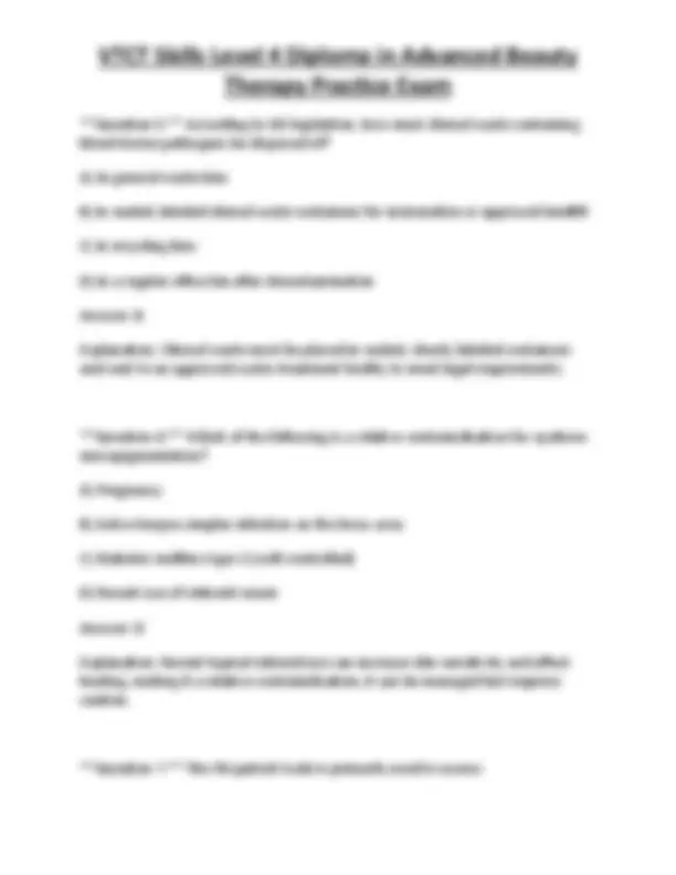 VTCT Skills Level 4 Diploma in Advanced Beauty Therapy Practice Exam ...