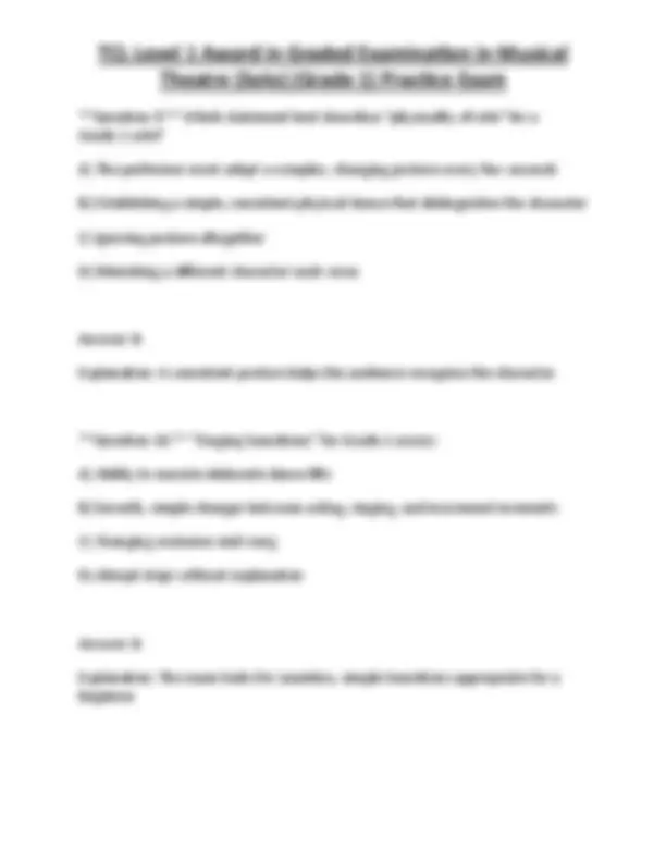 Musical Theatre Grade 1 Exam Practice Questions | Exams Technology ...