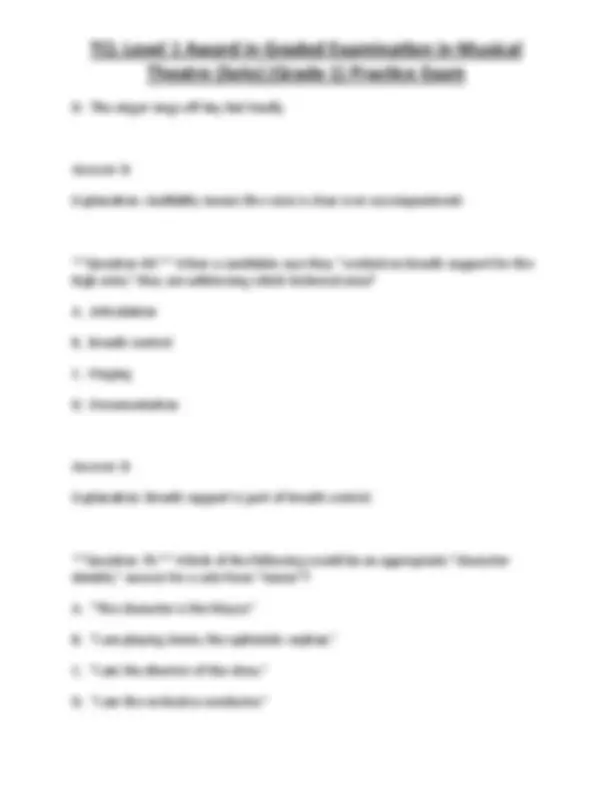 Musical Theatre Grade 1 Exam Practice Questions | Exams Technology ...