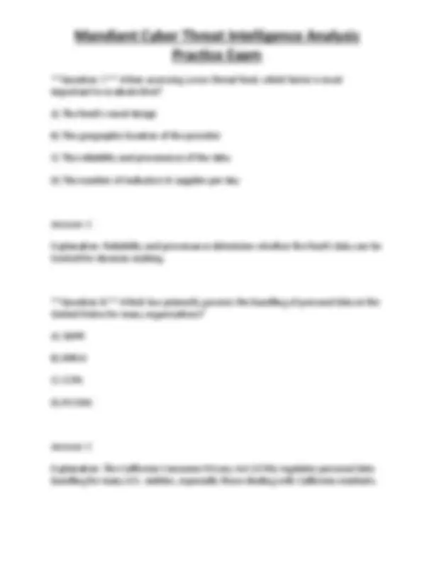 Mandiant Cyber Threat Intelligence Analysis Practice Exam | Exams ...