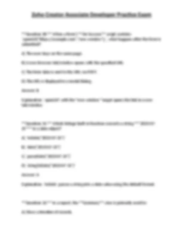 Zoho Creator Associate Developer Practice Exam | Exams Technology | Docsity